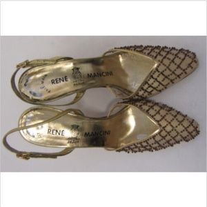 Rene Mancini | Shoes | Rene Mancini Gold Beaded Pumps Size 385 | Poshmark